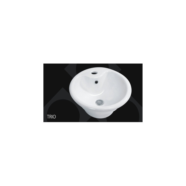 BETTA TRIO 1TH PP ROUND SEMI-DROP IN BASIN WHITE 460MM TR0008A