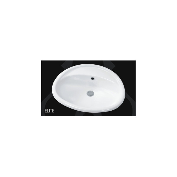 BETTA ELITE VANITY DROP IN 3TH PP OVAL BASIN WHITE 580X490MM WE0008A